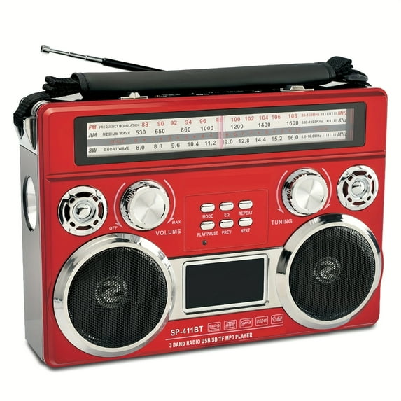 Portable 3 Band AM/FM/SW Radio with Wireless Speaker, Solar Panel, LED ...