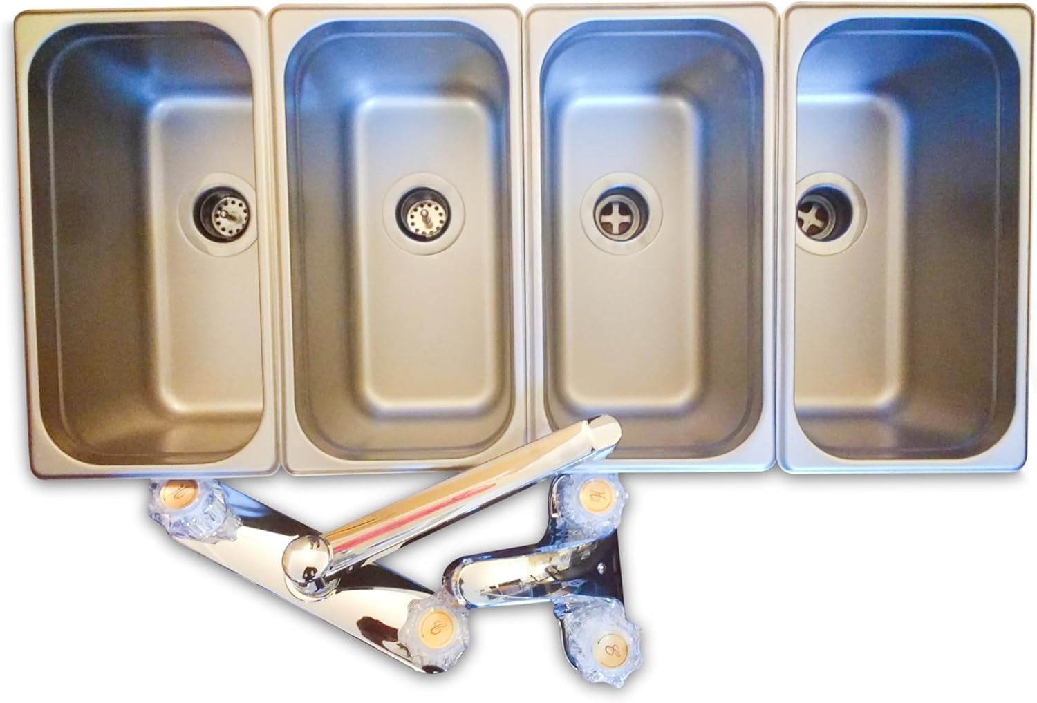 Portable 3-Compartment Sink with Hand Wash Station, Compact Silver ...