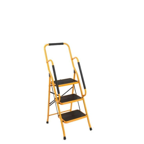 Portable 3 Step Ladder Folding Steel Frame Ladders Safety Padded ...