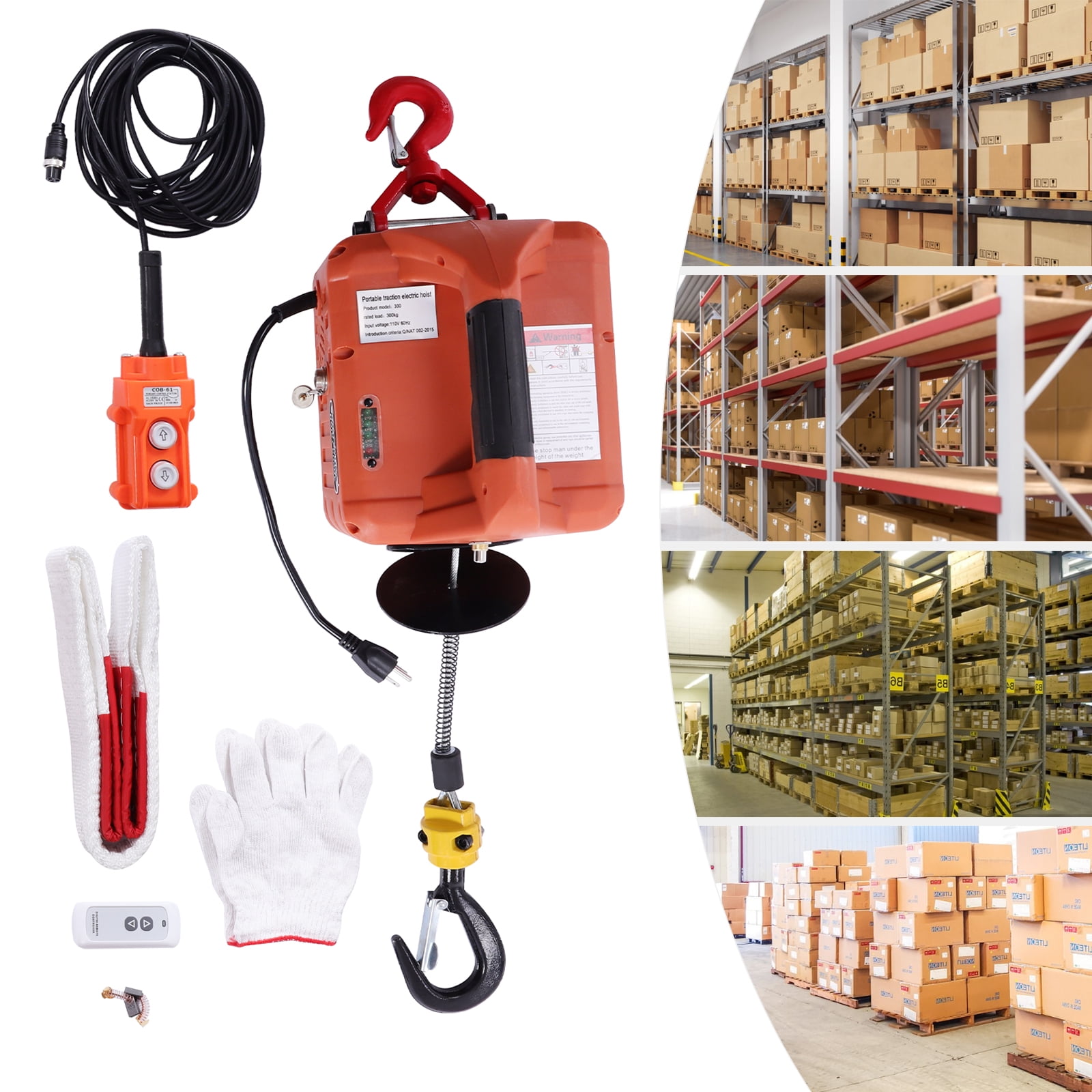 Portable 3-in-1 1500W Electric Hoist Winch with Wireless Remote, 660lbs ...