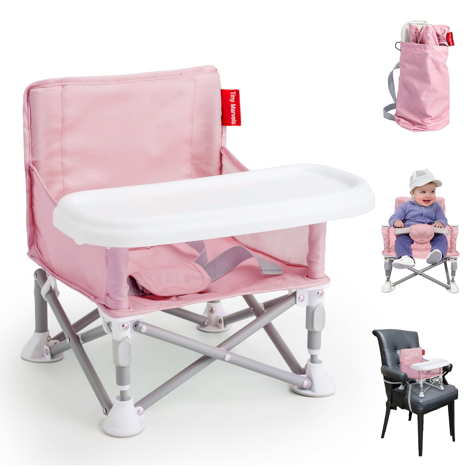 Tiny Marvels Portable 3-in-1 Baby Booster Seat, Foldable, Safe with ...