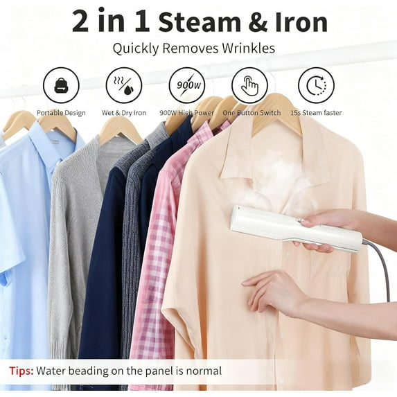 Portable 3-in-1 Clothes Steamer Iron - Handheld Mini Steam Iron, Wet ...