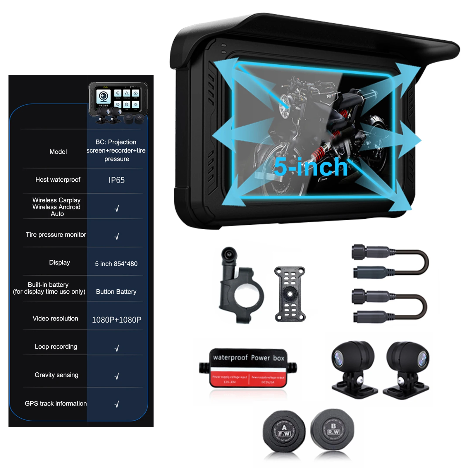 Portable 3 inch IP67 Waterproof Motorcycle GPS Navigation Wireless ...