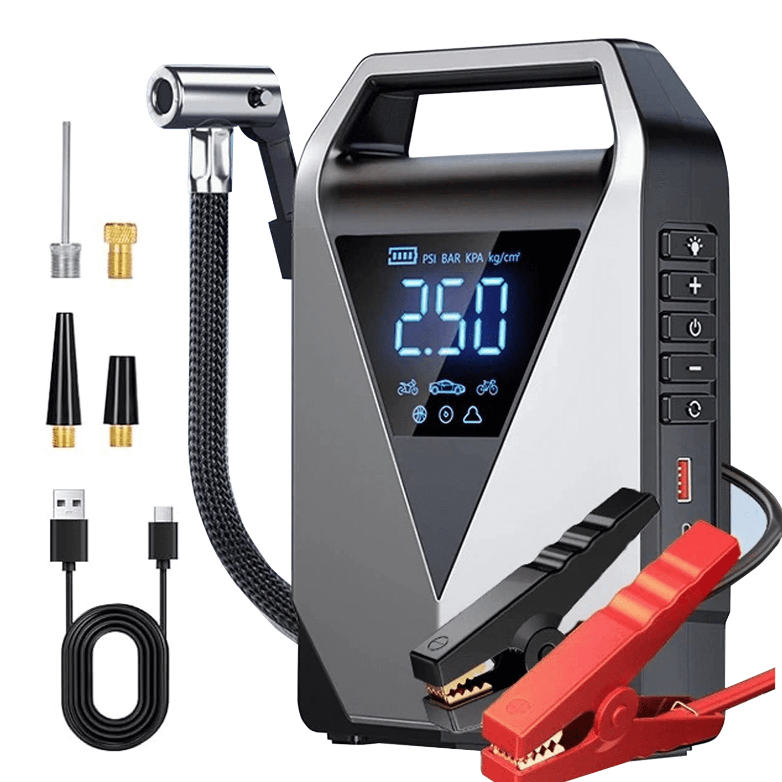 Portable 3000A Car Jump Starter With Air Compressor Pack Booster 12V ...