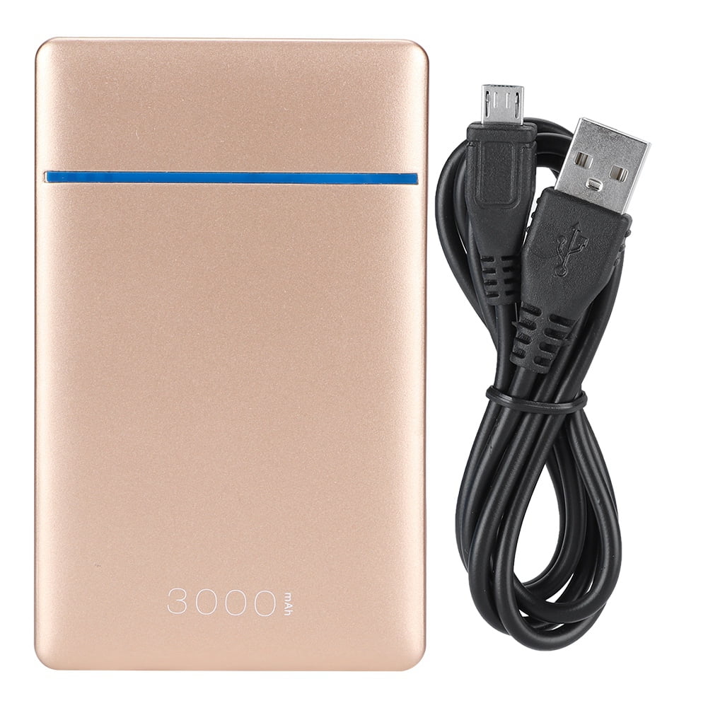 Portable 3000mAh Power Bank Dual USB Port Battery Charger with Cable ...