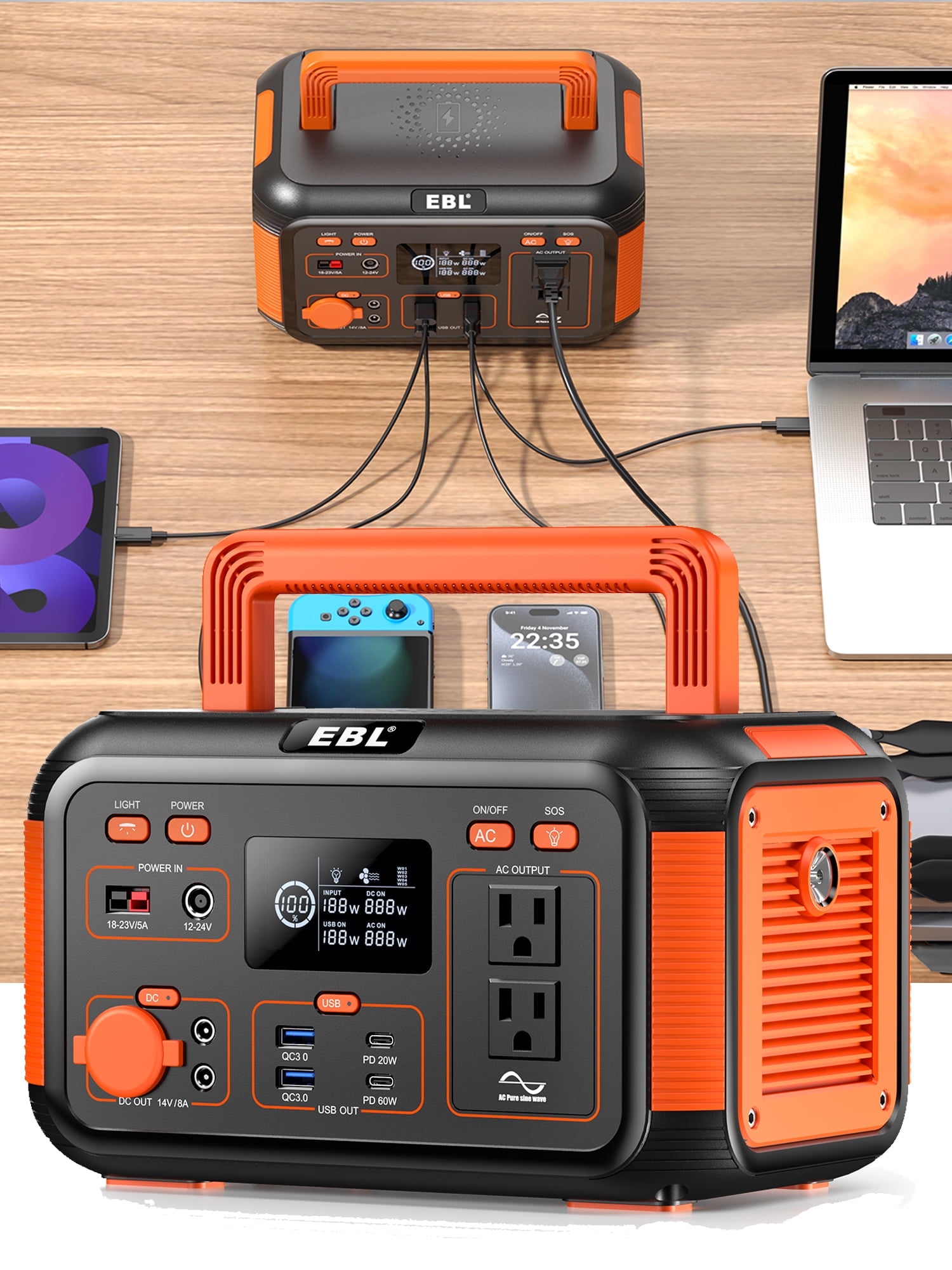 300W Power Station 600W Peak Portable Solar Generators for Outdoor ...