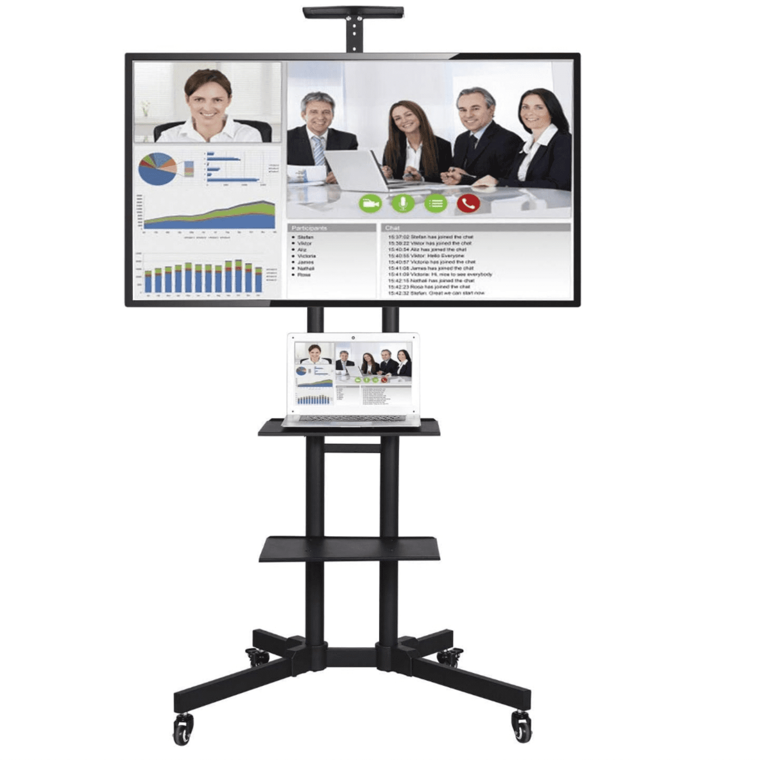 Portable 32 to 75 inch LCD/LED Flat Screen Mobile Rolling TV Stand ...