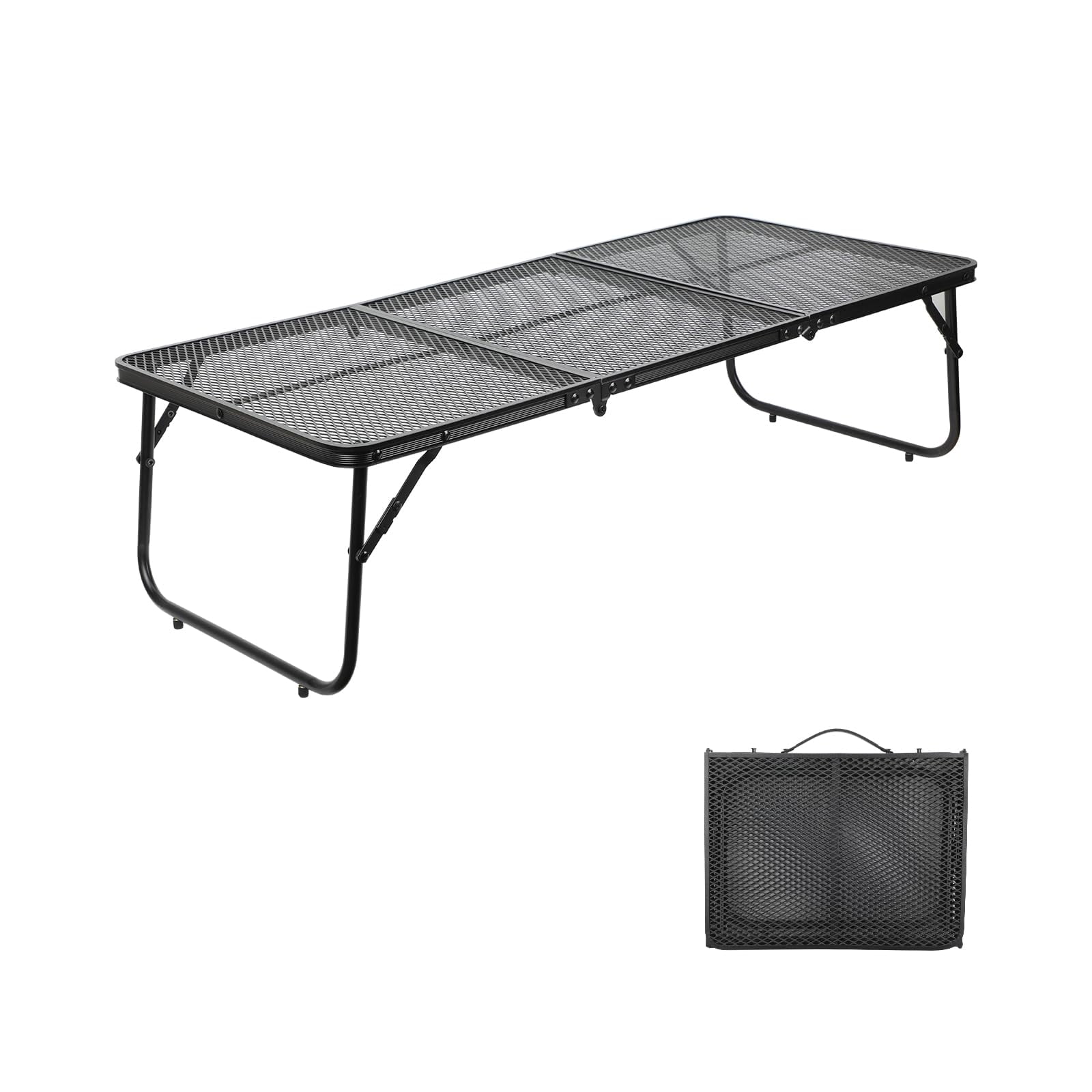 Portable 3FT Folding Camping Table, Small Grill Table with Steel Mesh ...