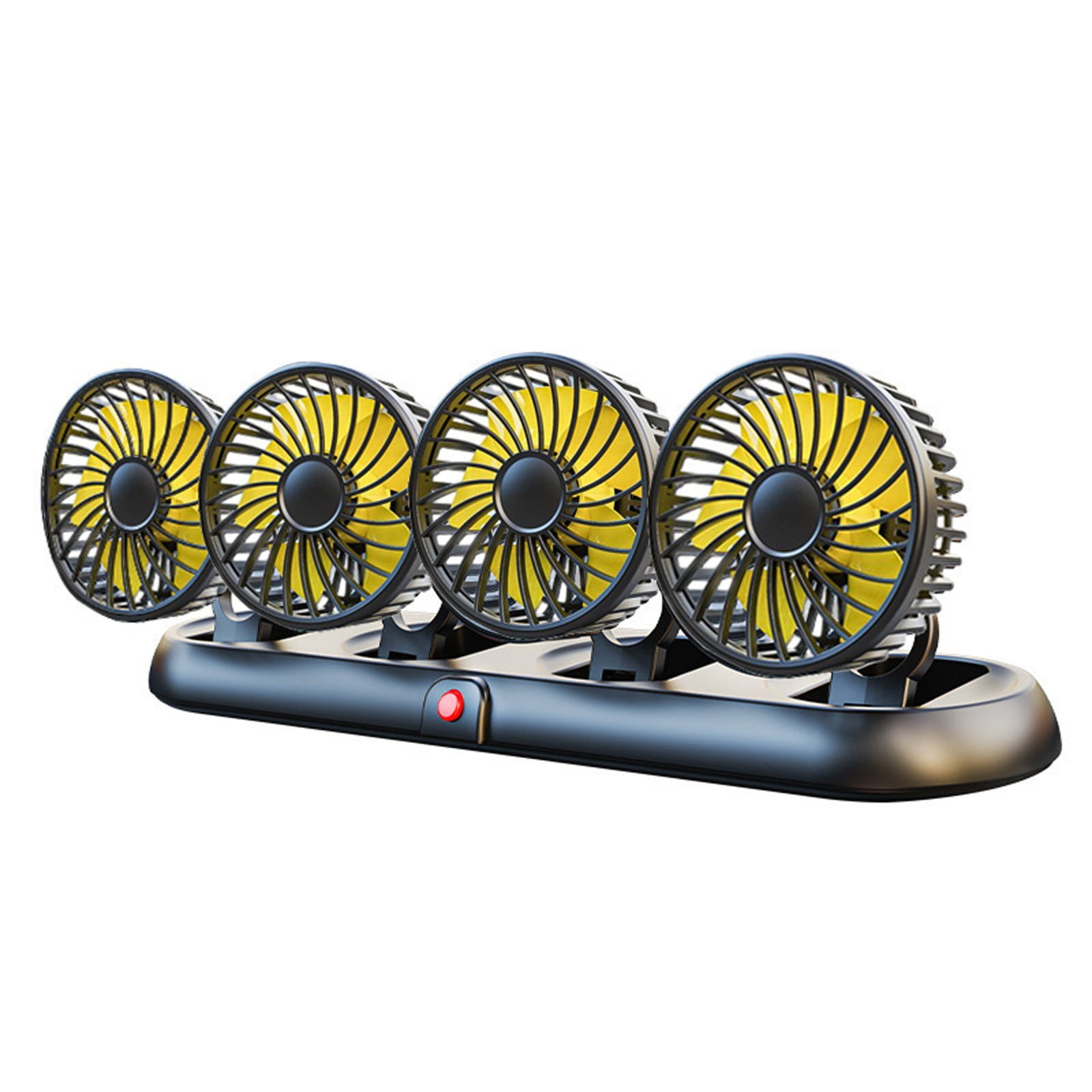 Portable 4-Head Car Fan, Adjustable Speed, 360° Rotatable, Quiet ...