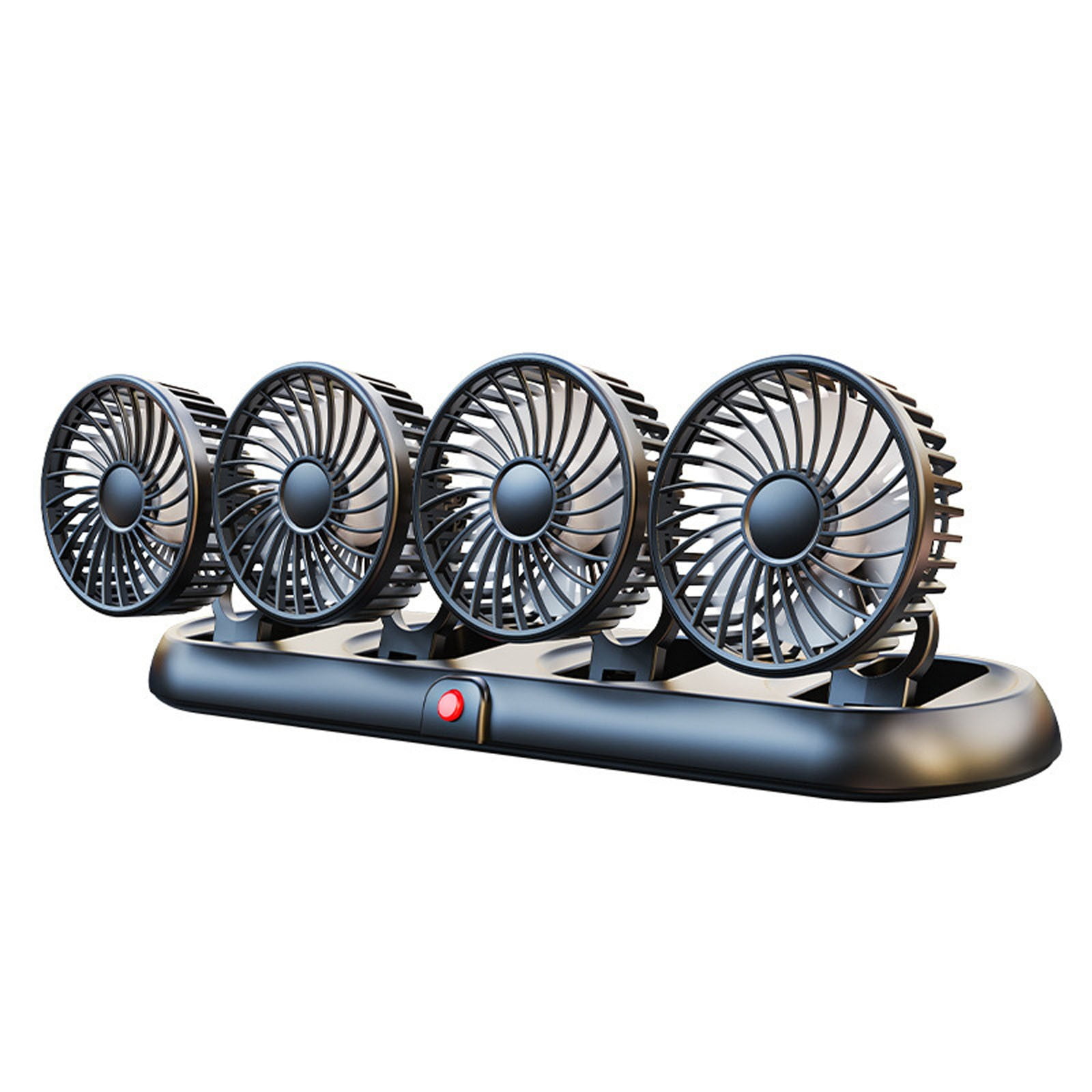Portable 4-Head Car Fan with Adjustable Speed, 360° Rotation, Quiet ...
