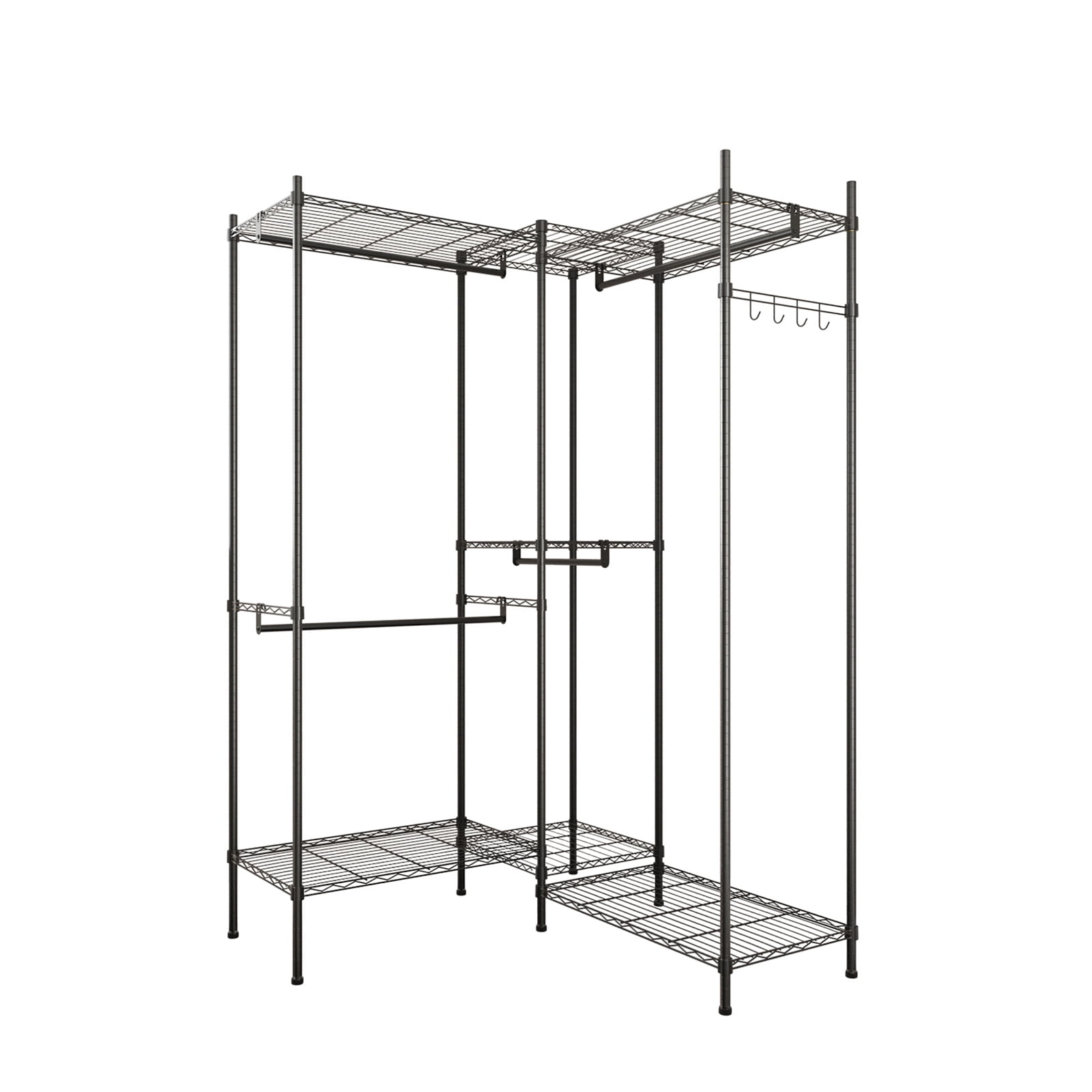 Portable 4 Rows Clothes Rack With 7 Layers Shelves Garment Rack ...