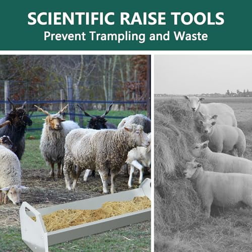 Portable 45" Long Livestock Feeding Trough,Galvanized Steel 22 Gallon ...