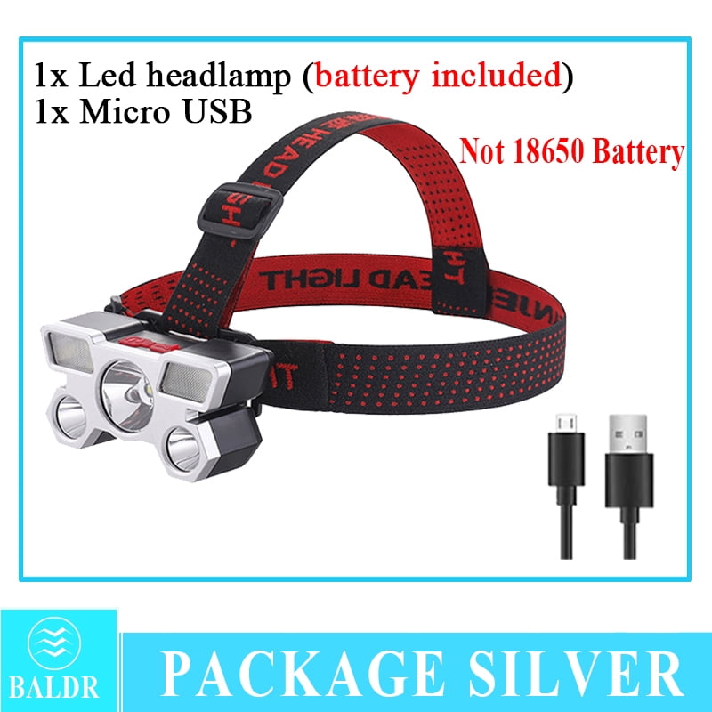 Portable 5 Led Headlamp With Built In 18650 Battery, Usb Rechargeable ...