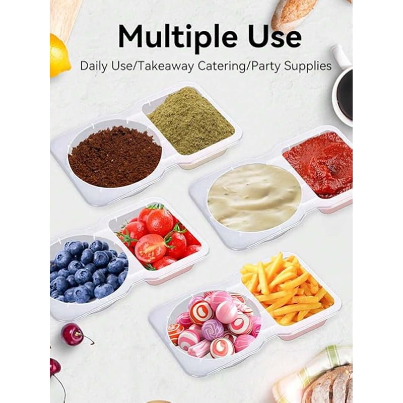 Portable 5-Piece Dual Compartment Sauce & Dip Containers - Clear ...