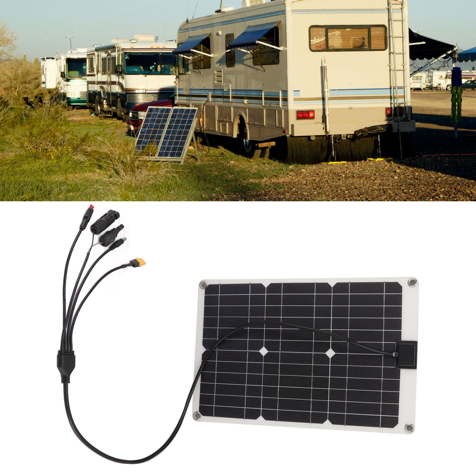 Portable 50W Solar Panel With 4 Connectors, Power Your Devices Outdoors ...