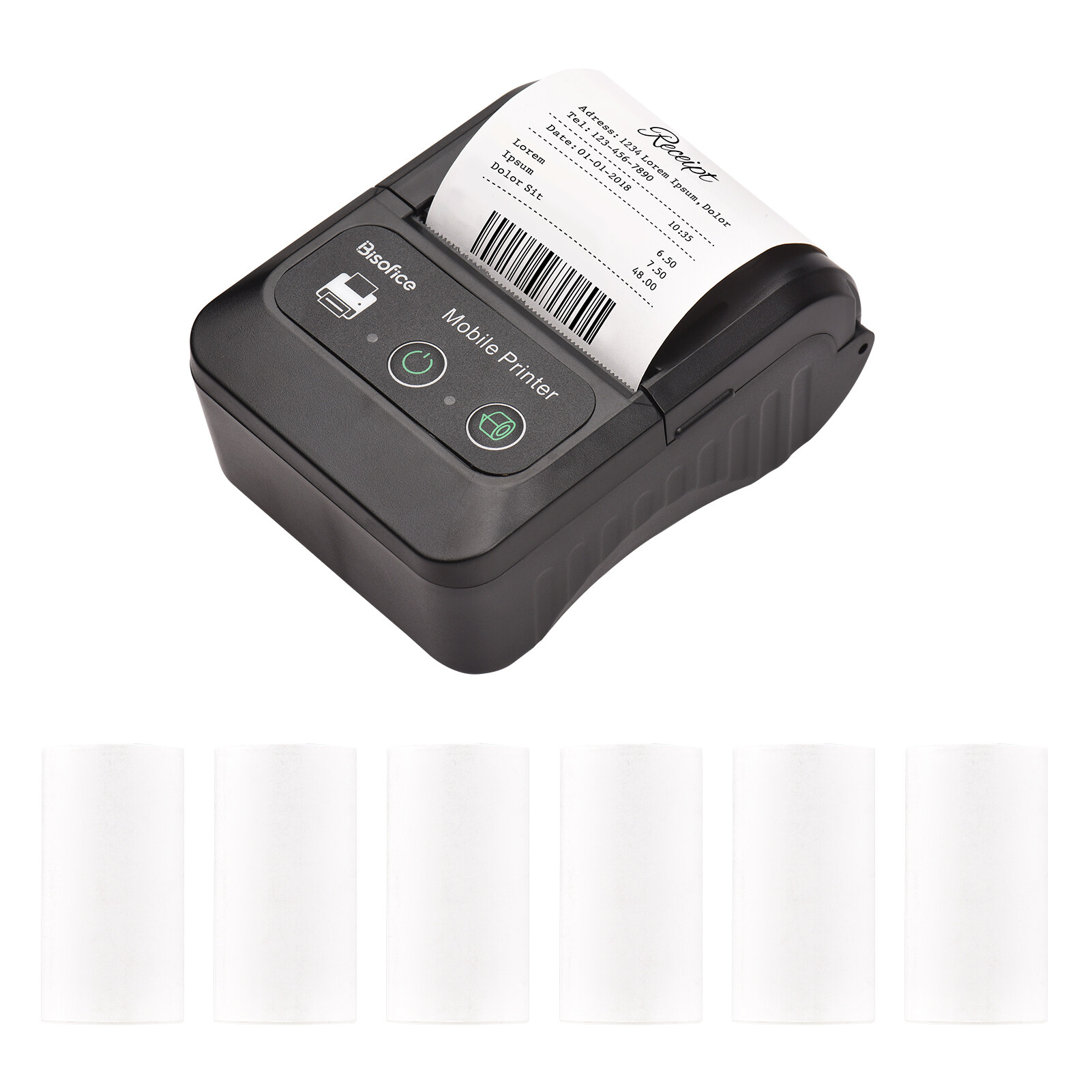 Portable 58mm Receipt Thermal Printer 2 inches Mini Mobile Pocket Printers with 6 Thermal Paper ...