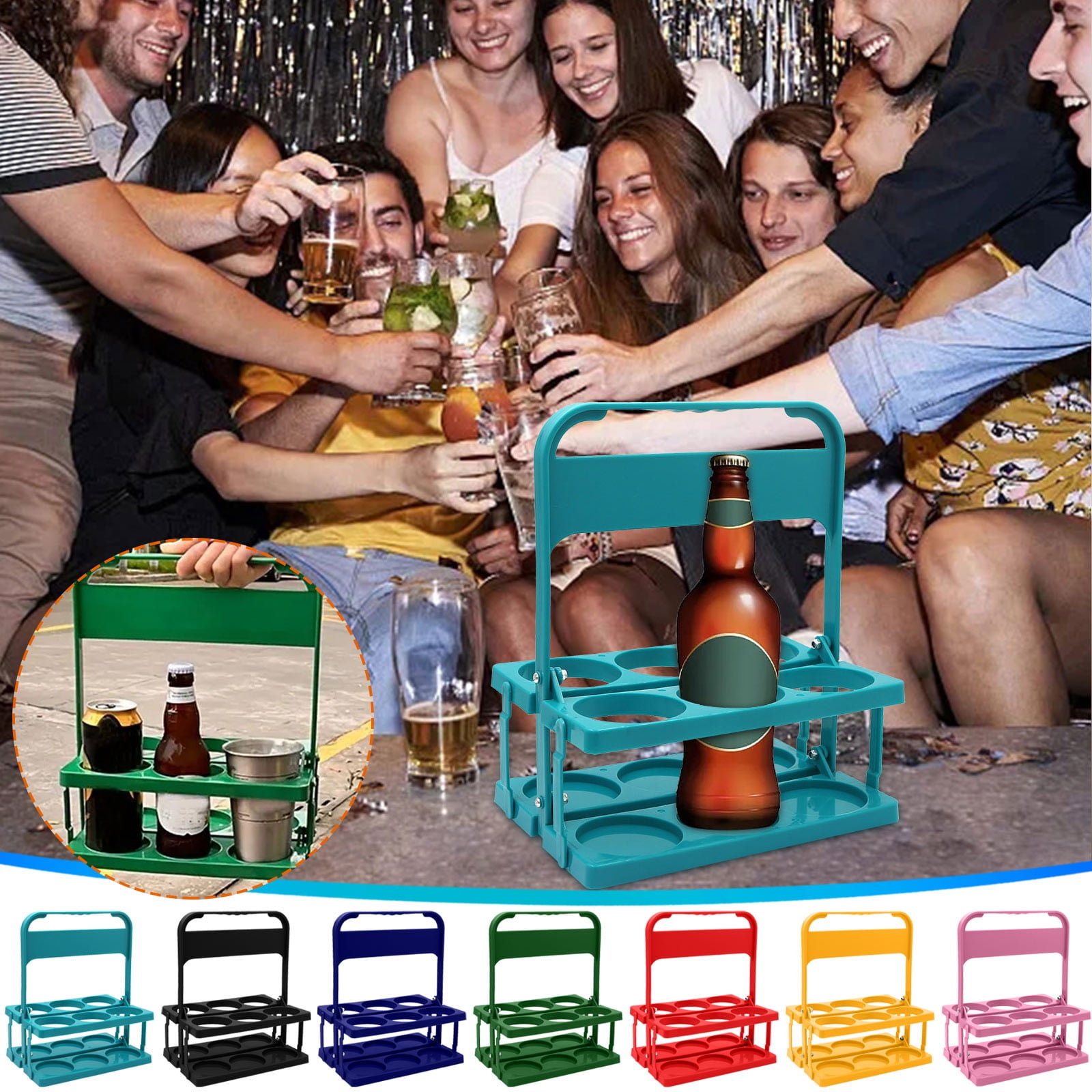 Portable 6-Bottle Drink Carrier | Foldable Beverage Holder with Handle ...