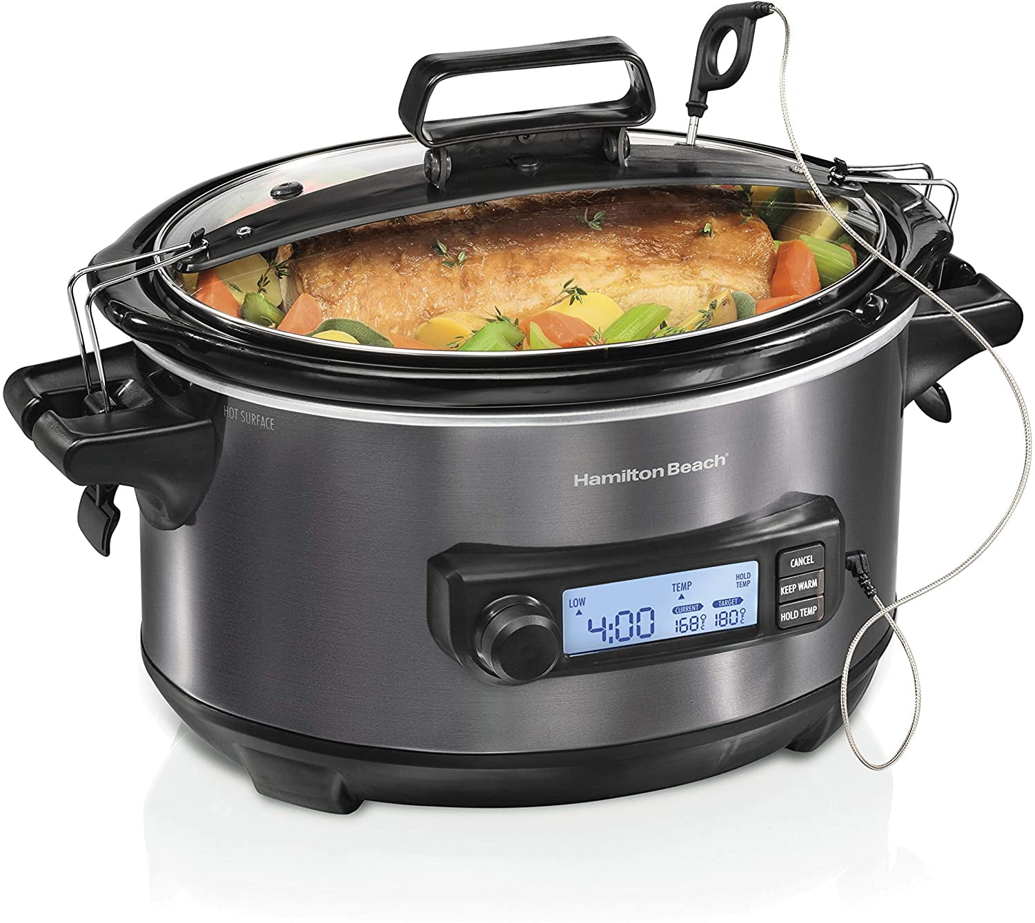 Portable 6 Quart Set & Forget Digital Programmable Slow Cooker with Lid ...
