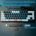 Portable 60% Mechanical Gaming Keyboard, Ice Blue LED Backlit Compact ...
