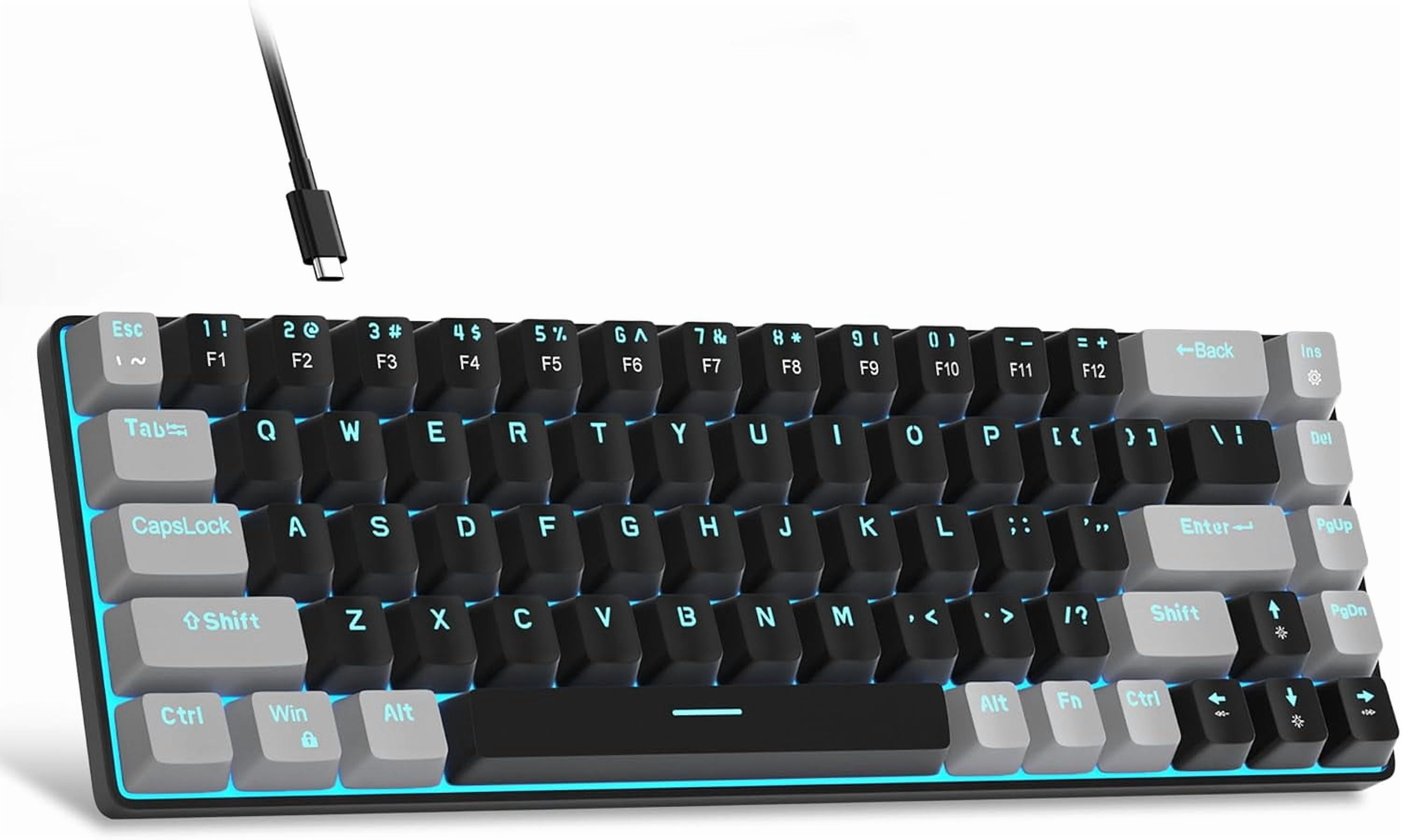 Portable 60% Mechanical Gaming Keyboard, MK-Box LED Backlit Compact 68 ...