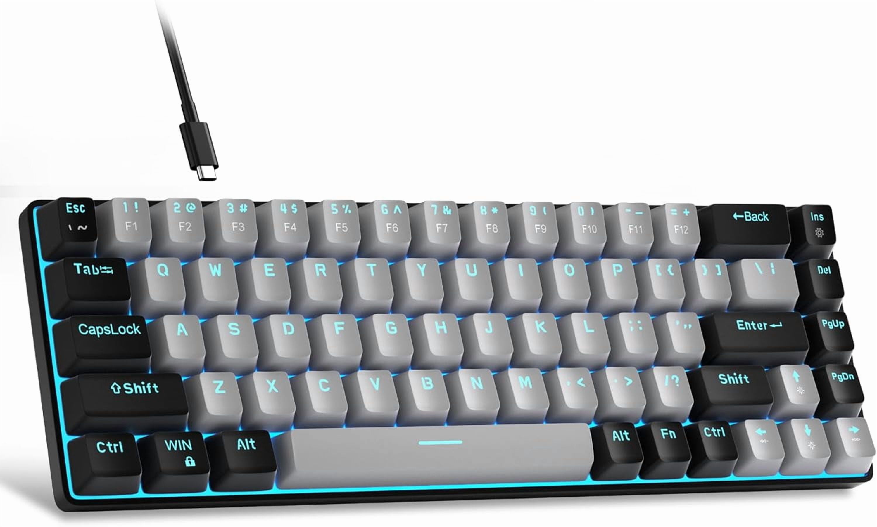 Portable 60% Mechanical Gaming Keyboard, MK-Box LED Backlit Compact 68 ...