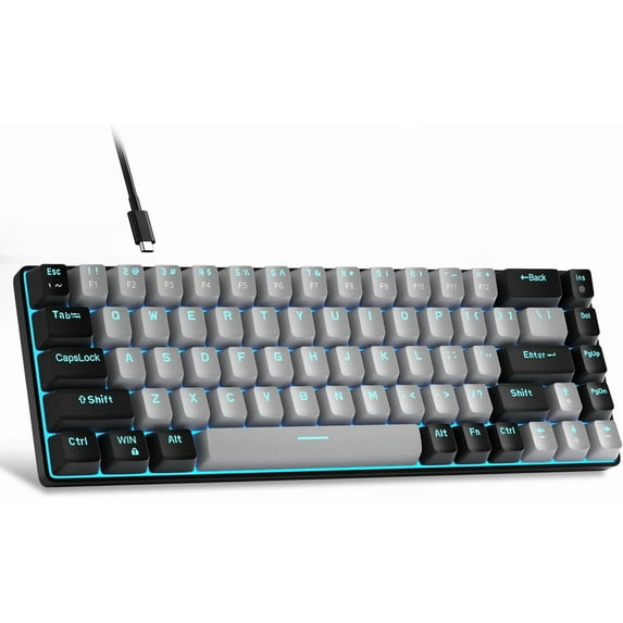 Portable 60% Mechanical Gaming Keyboard, MK-Box LED Backlit Compact 68 ...