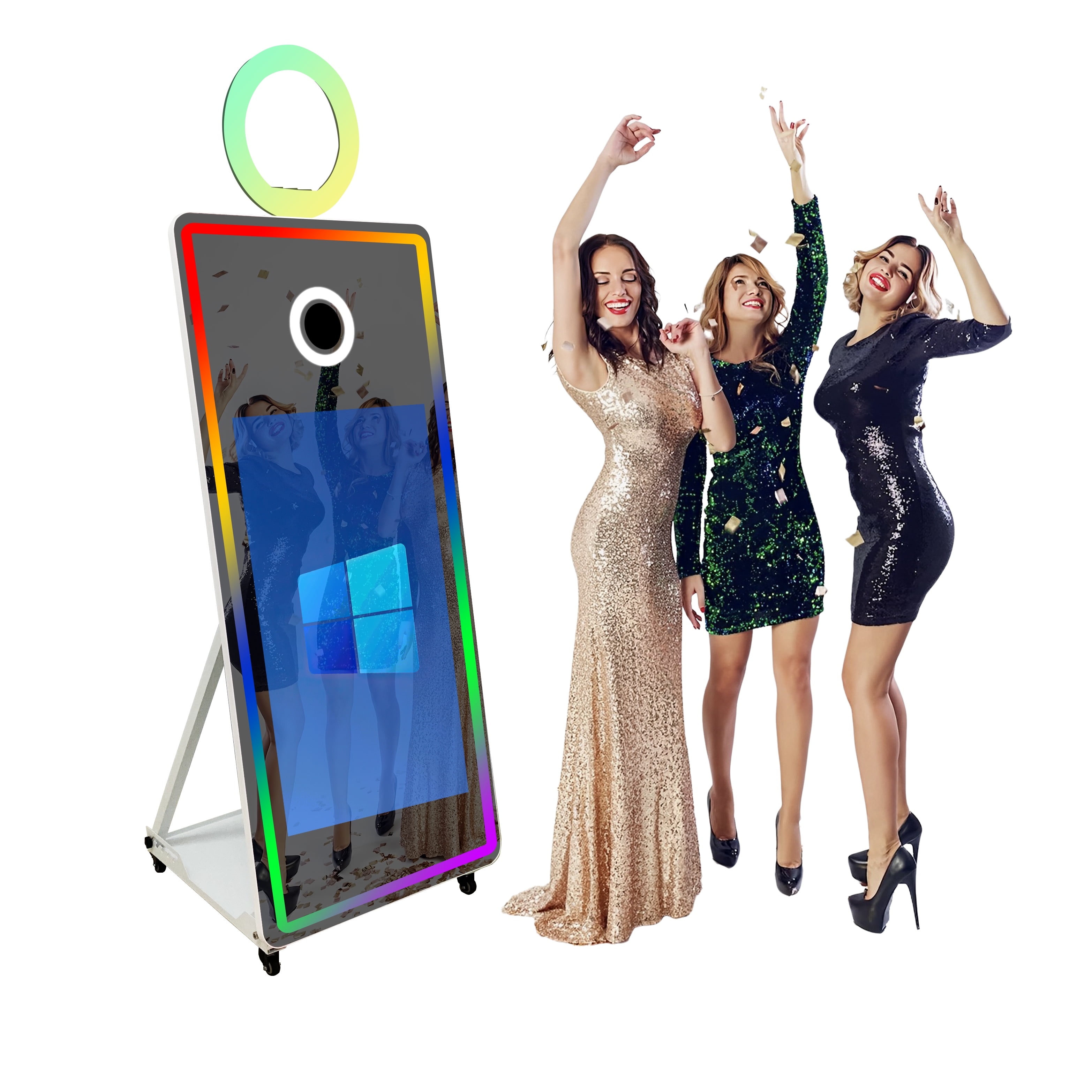 Portable 65 Inch Mirror Photo Booth Selfie Photobooth with 43Inch Touch ...