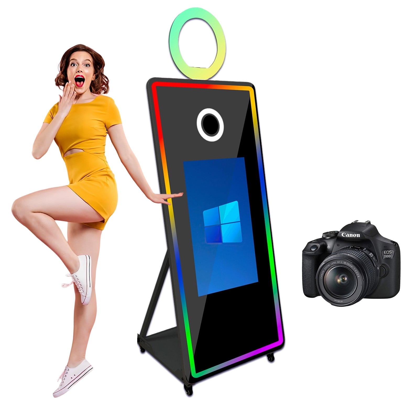 WideMeet Portable 65''Mirror Photobooth with 32'Touch Screen Magic ...