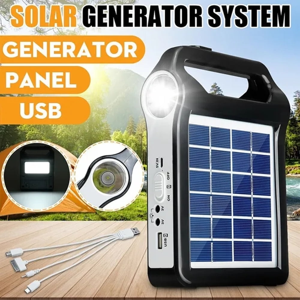 Portable 6V Rechargeable Solar Panel Power Storage Generator System USB ...