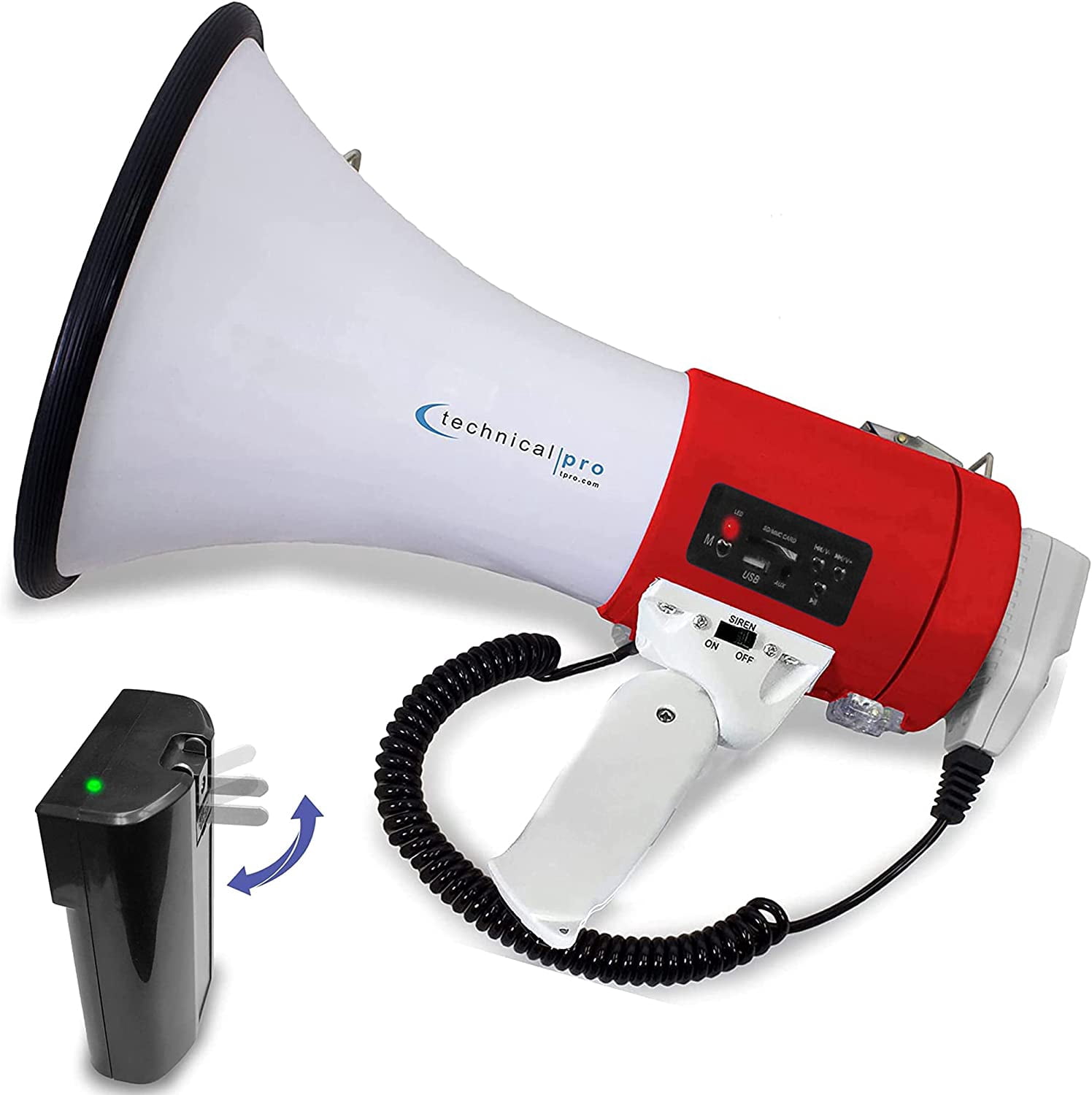 Portable 75-Watt Megaphone Bullhorn Speaker w/Detachable Microphone w ...