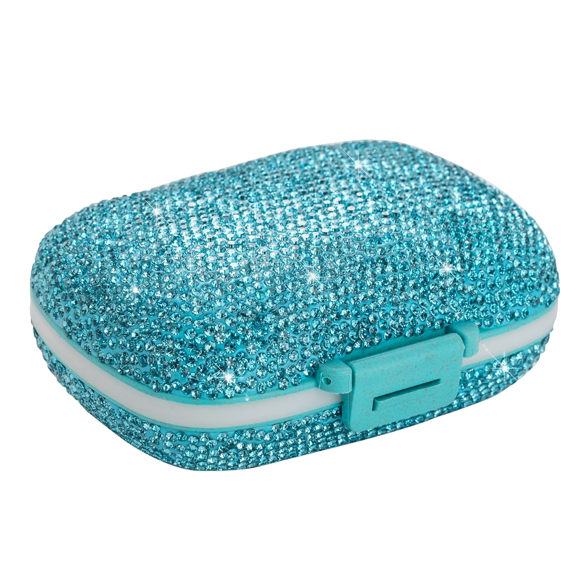 Portable 8 Compartments Daily Pill Organizer, Bling Crystal Diamond ...