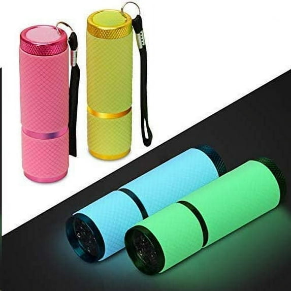 Portable 9 LED Glow in Dark Flashlights 4 Pack Rubber Coated Small ...