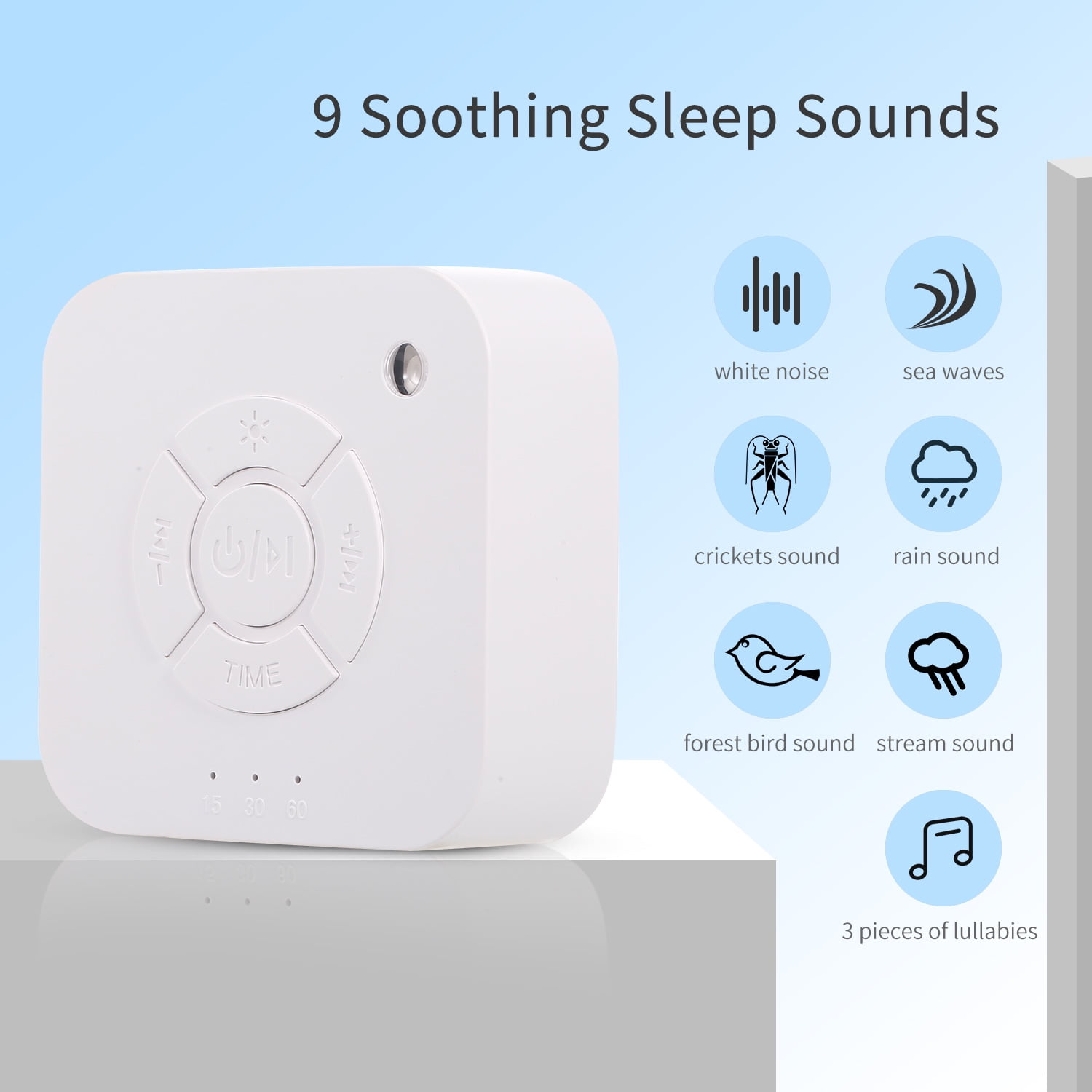 Portable Sleep Machine: 9 Sounds, Light, Ideal for Baby, Adult, Home ...