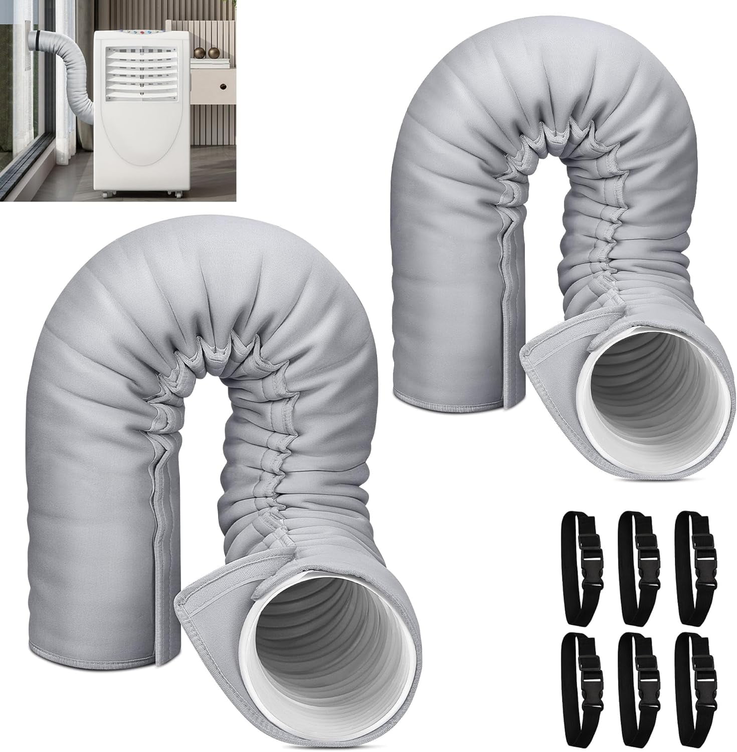 Portable AC Hose Insulation Sleeve Set of 2, Portable Air Conditioners ...