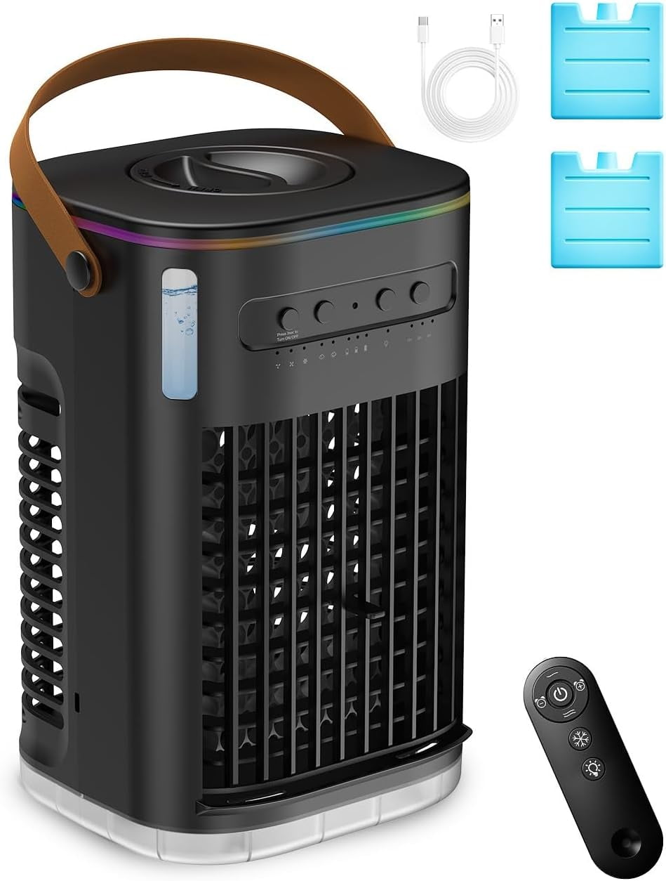 Portable AC Unit: Small Air Conditioner, Evaporative Cooler with 2 Ice ...