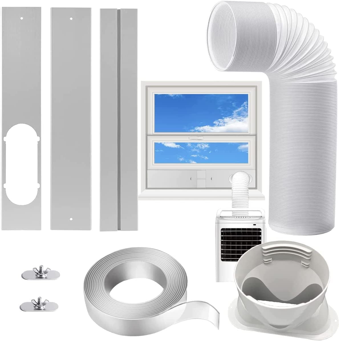 Portable AC Window Kit with 5.1” Exhaust Hose for Sliding Window ...