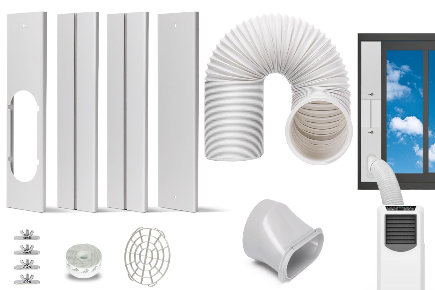 Portable AC Window Kit with Exhaust Hose, Universal Air Conditioner ...