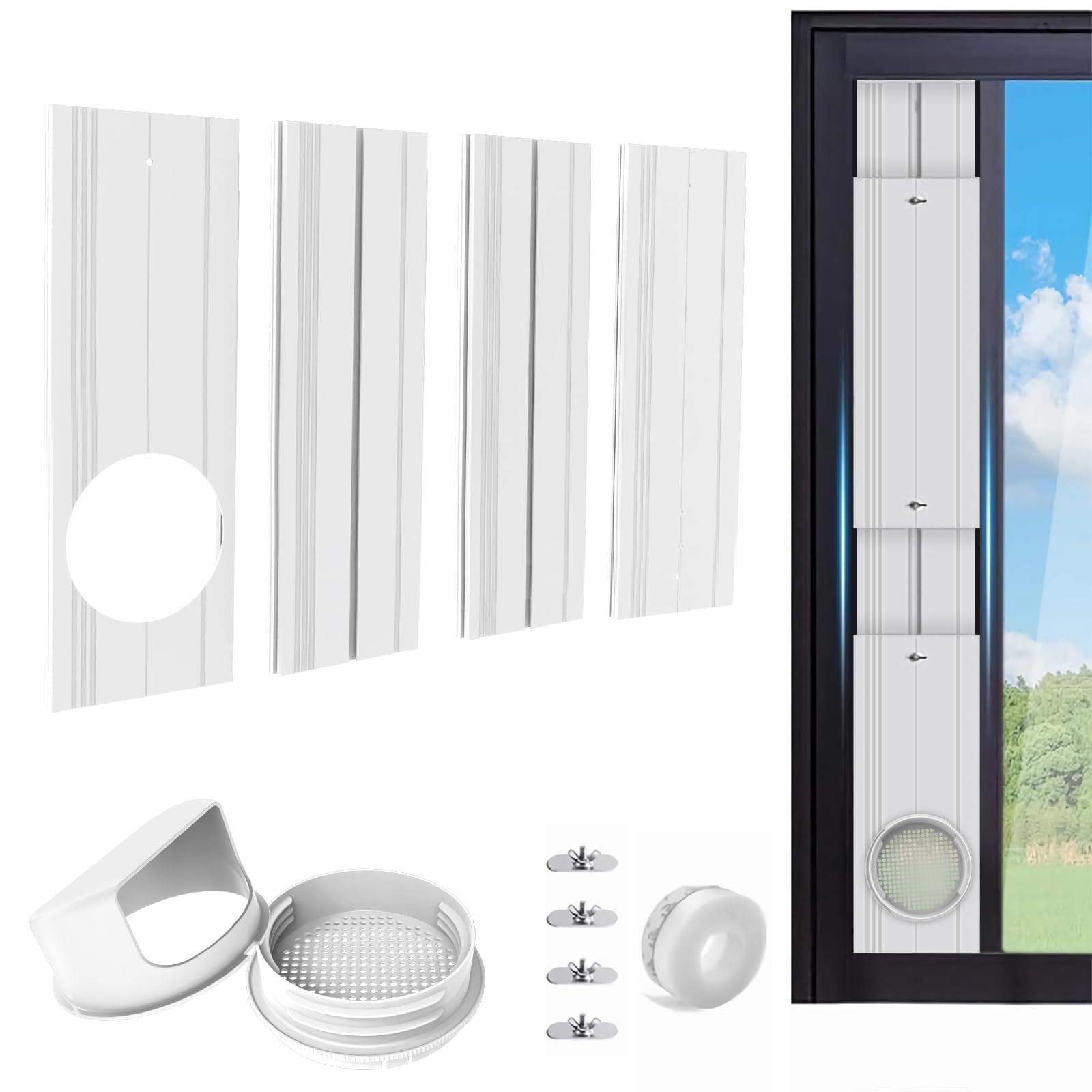 Portable AC Window Vent Kit for Sliding Windows, Adjustable PVC Seal ...