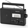 Portable AM/FM/SW 3 Band Radio, AM FM Radio with Clock, Battery ...