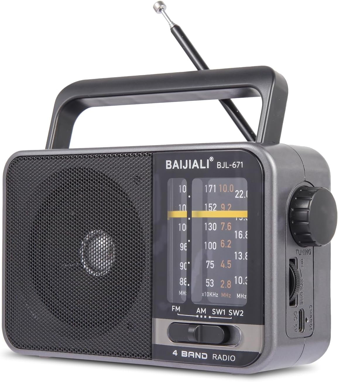 Portable AM/FM Transistor Radio with Loud Speaker, Battery or USB ...
