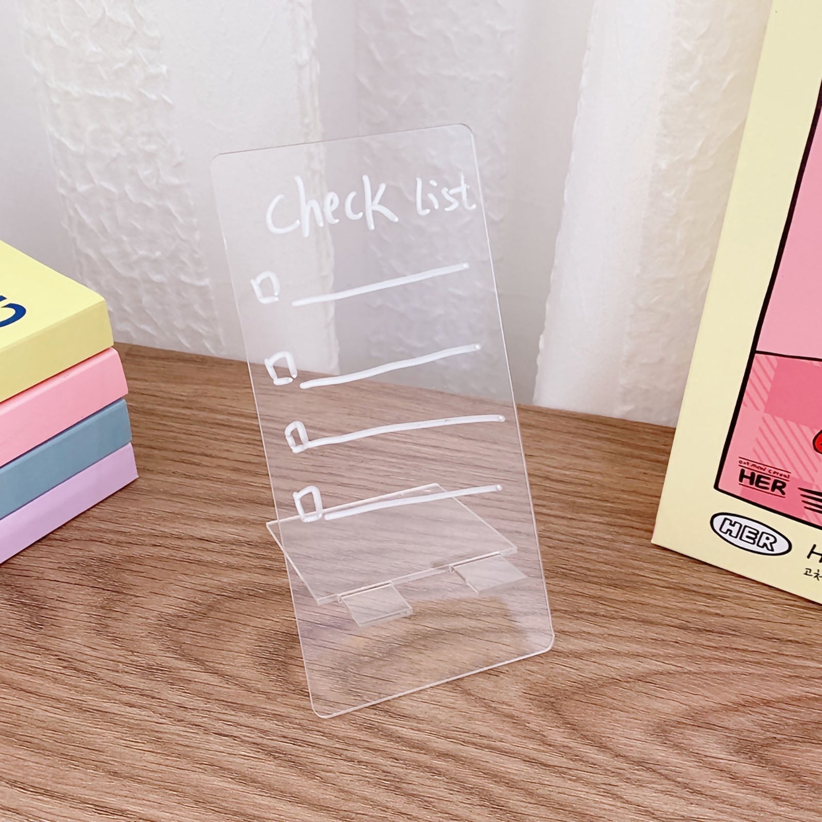 Portable Acrylic Dry Erase Board and Marker Clear Memo Tablet Desktop ...