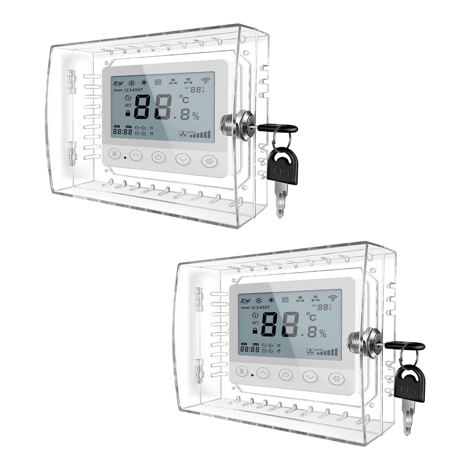 Portable Acrylic Thermostat Guard with Keys, Lockable Cover for Wall ...