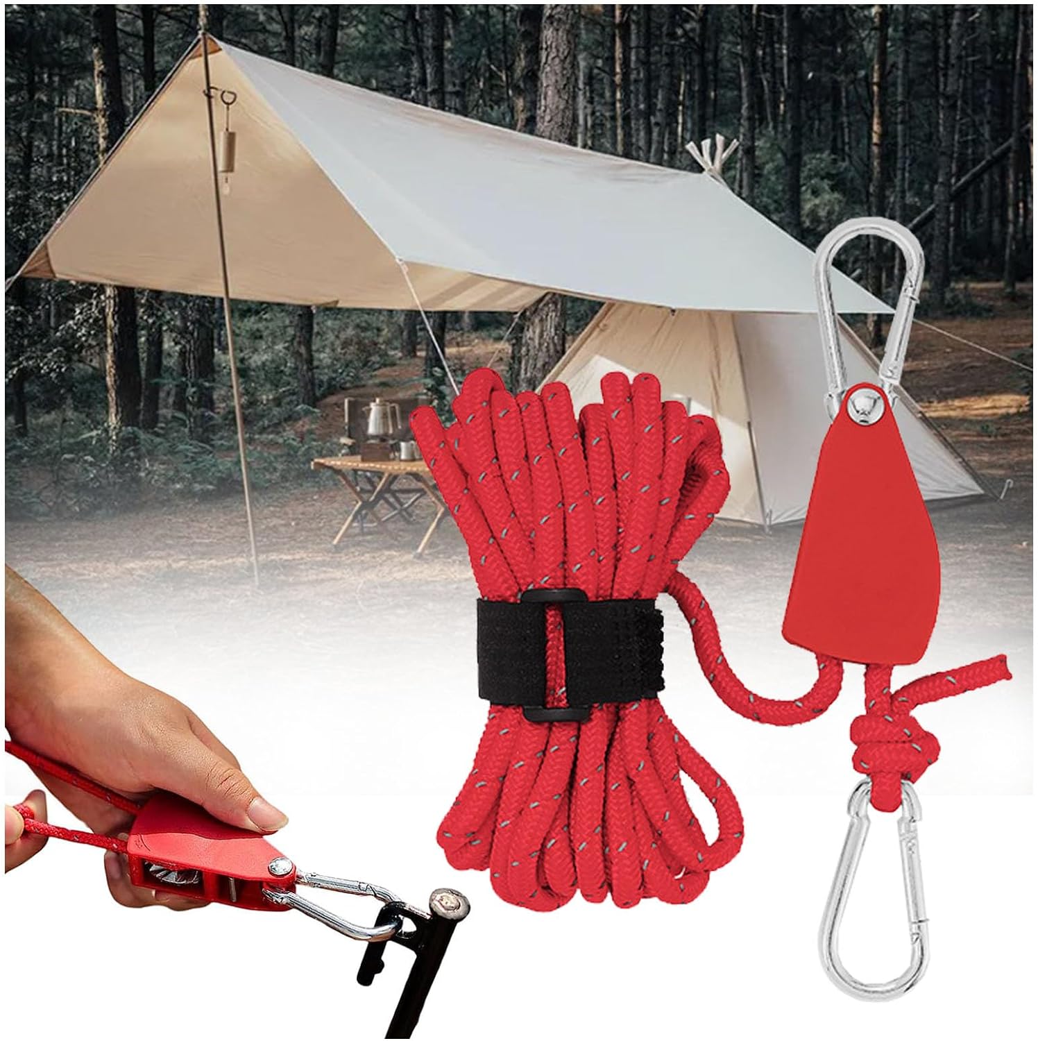 Portable Adjustable Fix Camping Rope,4/5M Windproof Rope for Adjusting ...