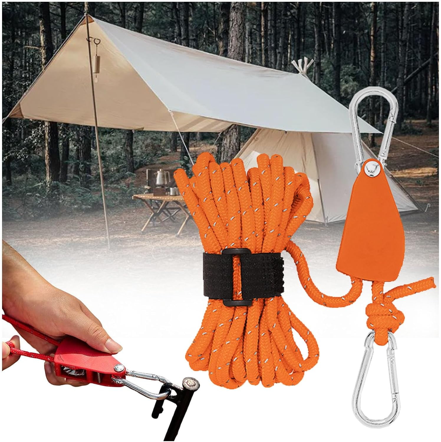 Portable Adjustable Fix Camping Rope,4/5M Windproof Rope for Adjusting ...