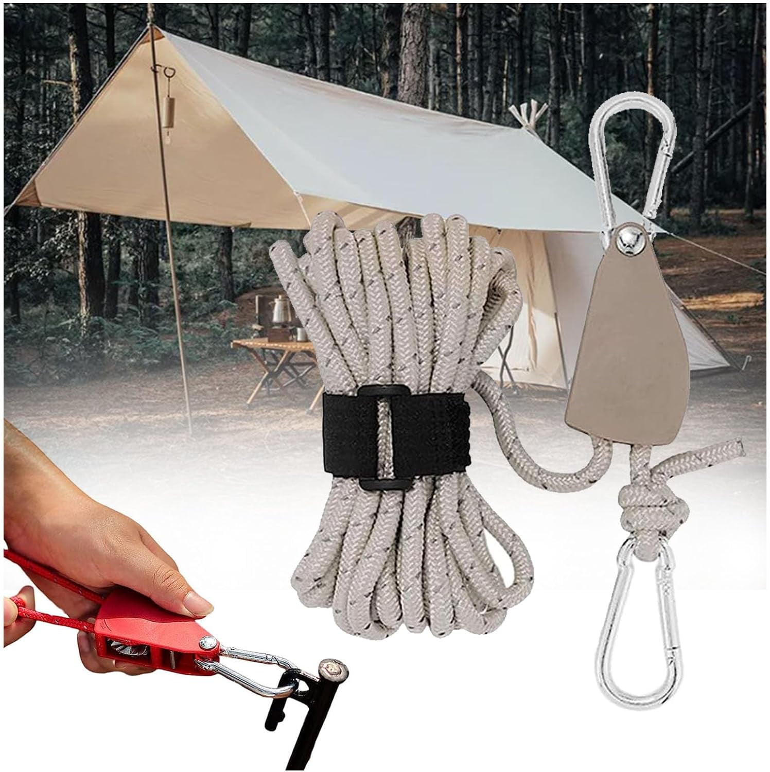 Portable Adjustable Fix Camping Rope,4/5M Windproof Rope for Adjusting ...