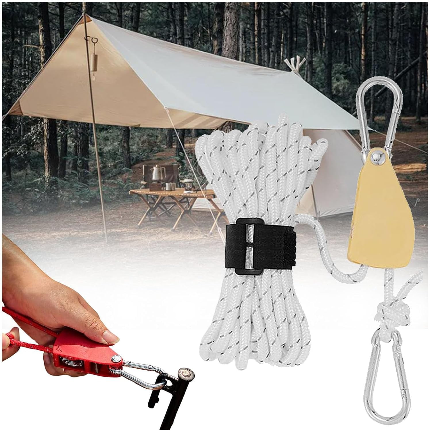 Portable Adjustable Fix Camping Rope,4/5M Windproof Rope for Adjusting ...