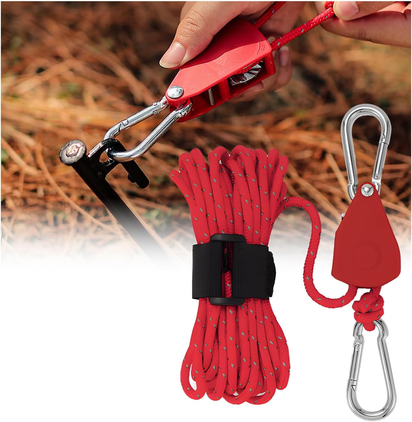 Portable Adjustable Fix Tent High Strength Fast Release Pulley Camping ...