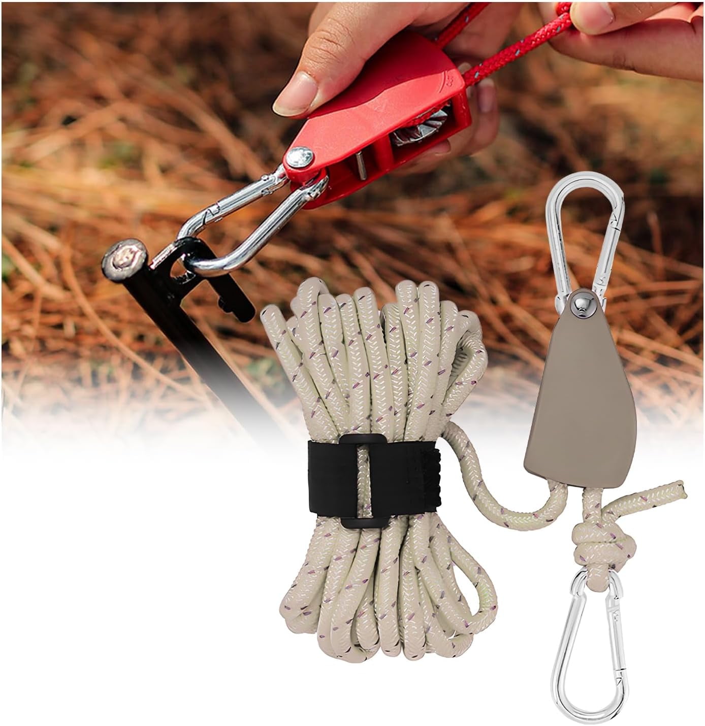 Portable Adjustable Fix Tent High Strength Fast Release Pulley Camping ...