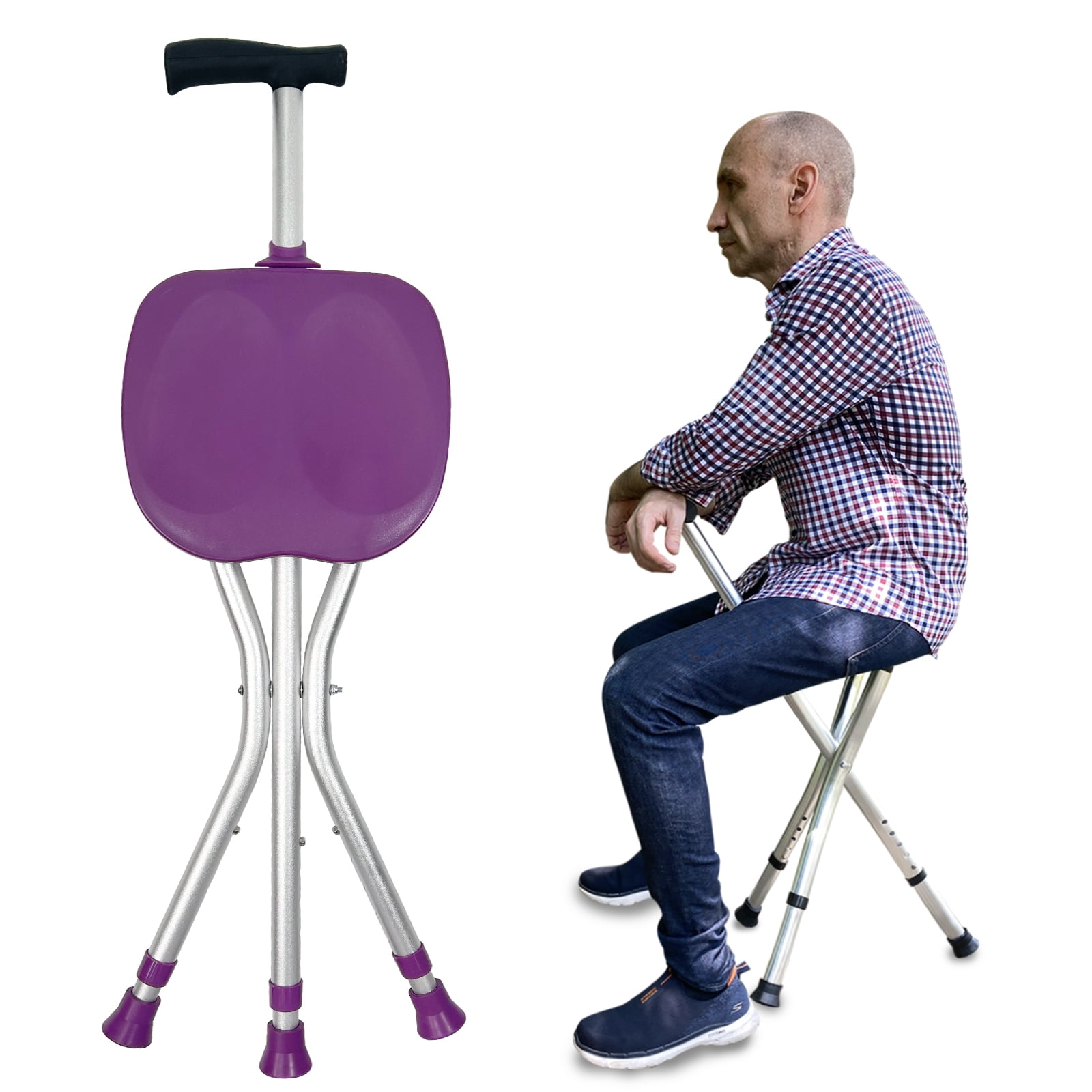 Portable Adjustable Folding Walking Cane with Seat Allows Durability ...