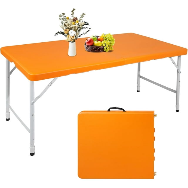 Portable Adjustable Height Plastic Folding Table – Heavy Duty Fold-in ...